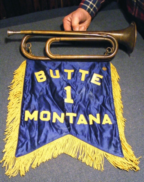 Spanish American War 18" Brass Bugle with First Montana of Butte Blue ...